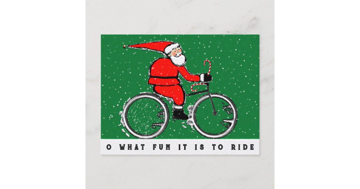 Cycling Christmas Holiday Postcard | Zazzle