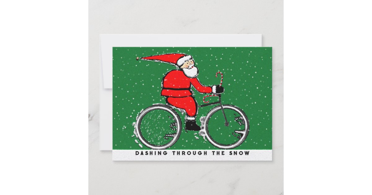 Cycling Cyclist Christmas Holiday Card | Zazzle