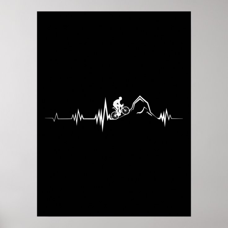 Cycling Heartbeat Racing Bicycle Mountain Bike Poster | Zazzle