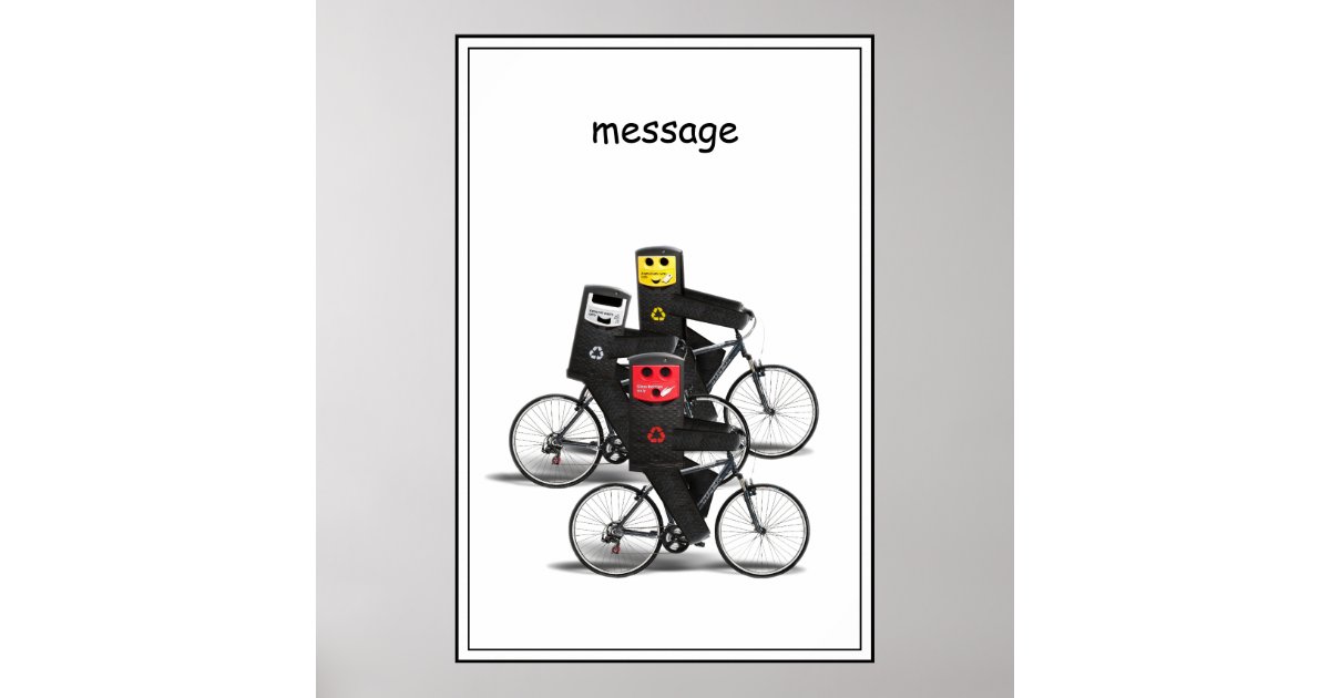 Cycling Recycle Bins Poster | Zazzle