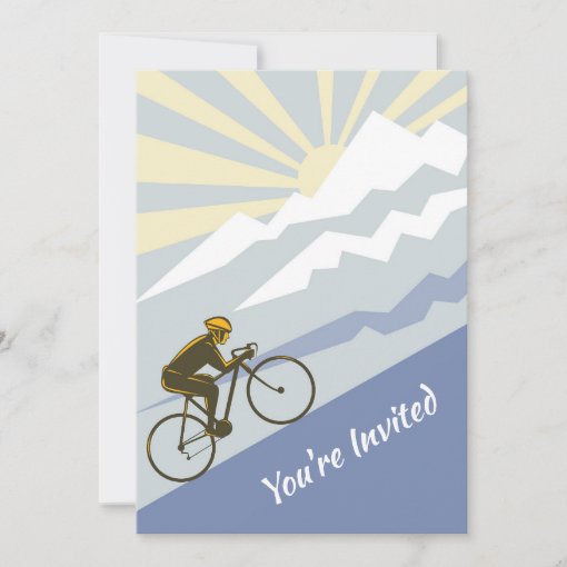 Cyclist Biking up Mountain Road Bike Birthday Invitation | Zazzle