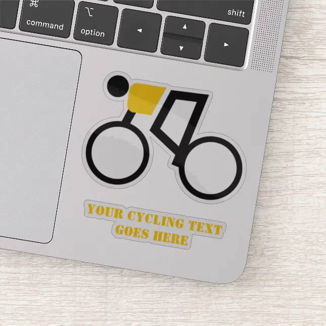 Cyclist riding his bicycle black and yellow sticker | Zazzle