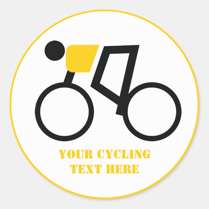 Cyclist riding his bicycle custom classic round sticker | Zazzle.com