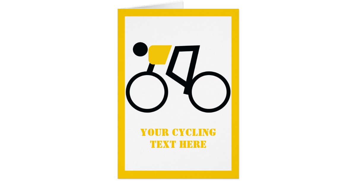 Cyclist riding his bicycle vertical greeting card | Zazzle