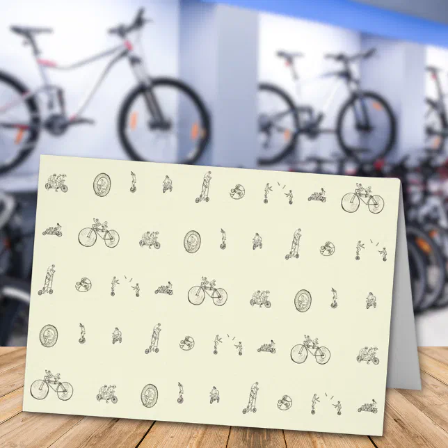 Cyclists on Quirky Bicycles Funny Cycling Drawing | Zazzle