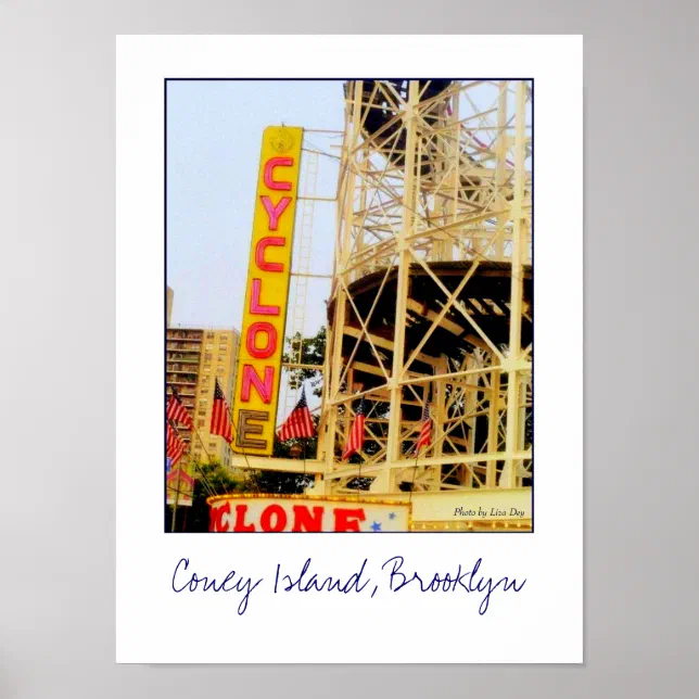 Cyclone Rollercoaster Sign Poster | Zazzle