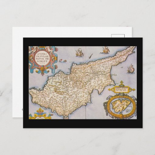 Cyprus map antique world engraving postcard | Zazzle