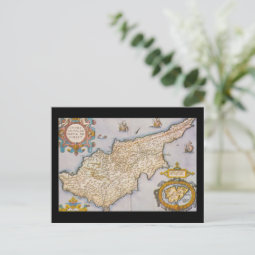 Cyprus map antique world engraving postcard | Zazzle