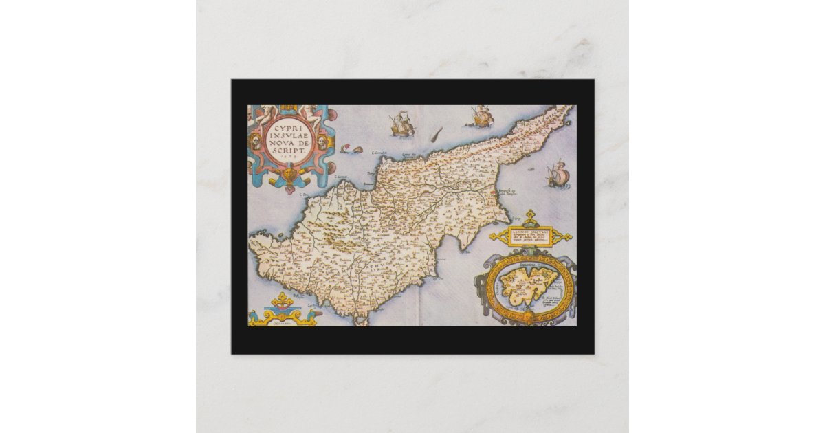 Cyprus map antique world engraving postcard | Zazzle