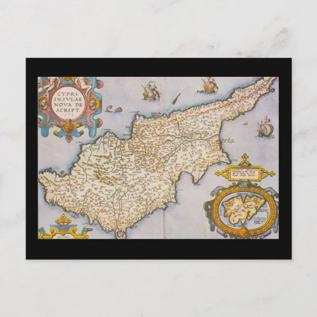 Cyprus map antique world engraving postcard | Zazzle