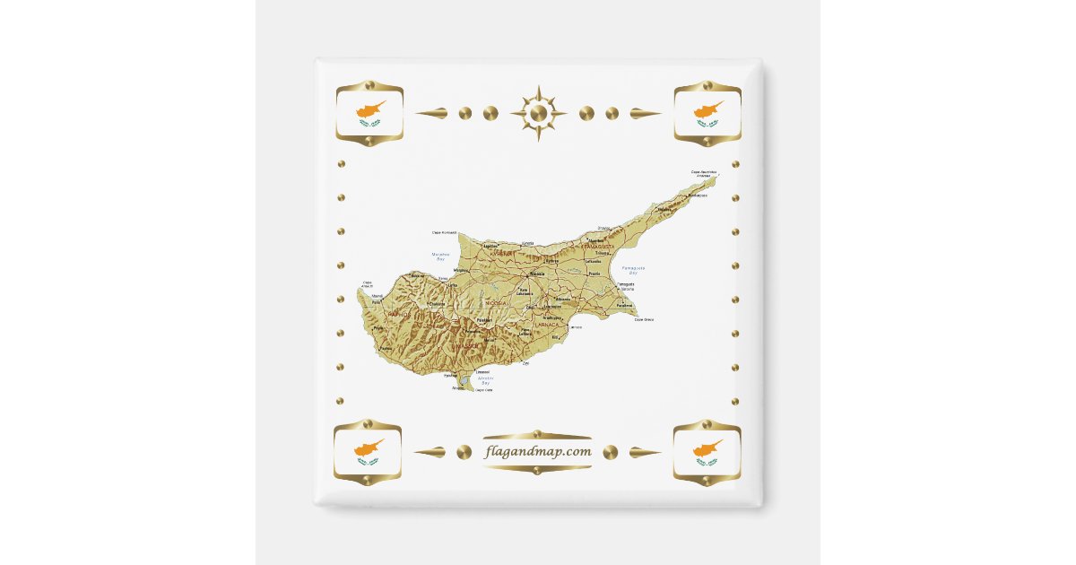 Cyprus Map + Flags Magnet | Zazzle