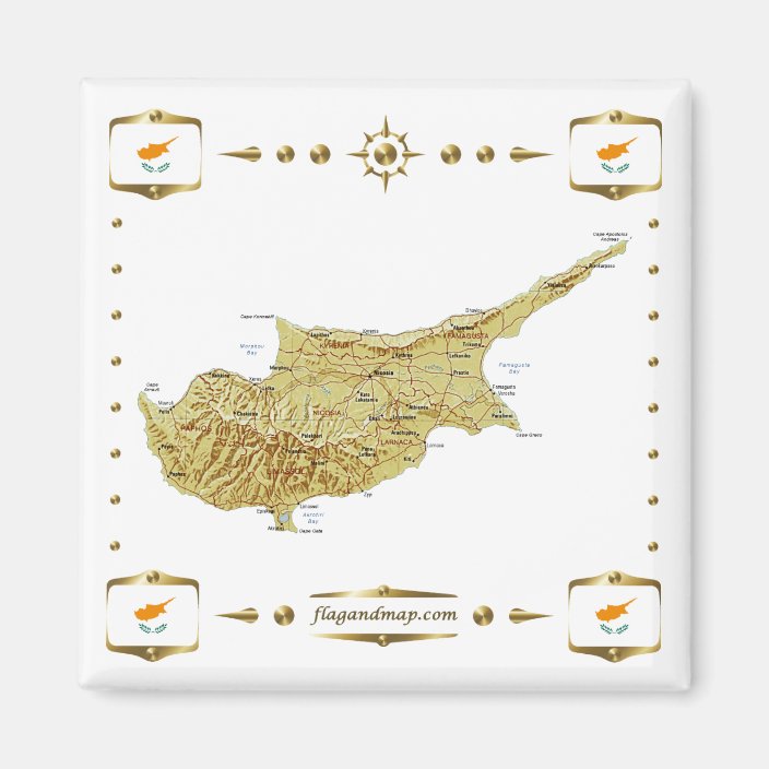Cyprus Map + Flags Magnet | Zazzle.com