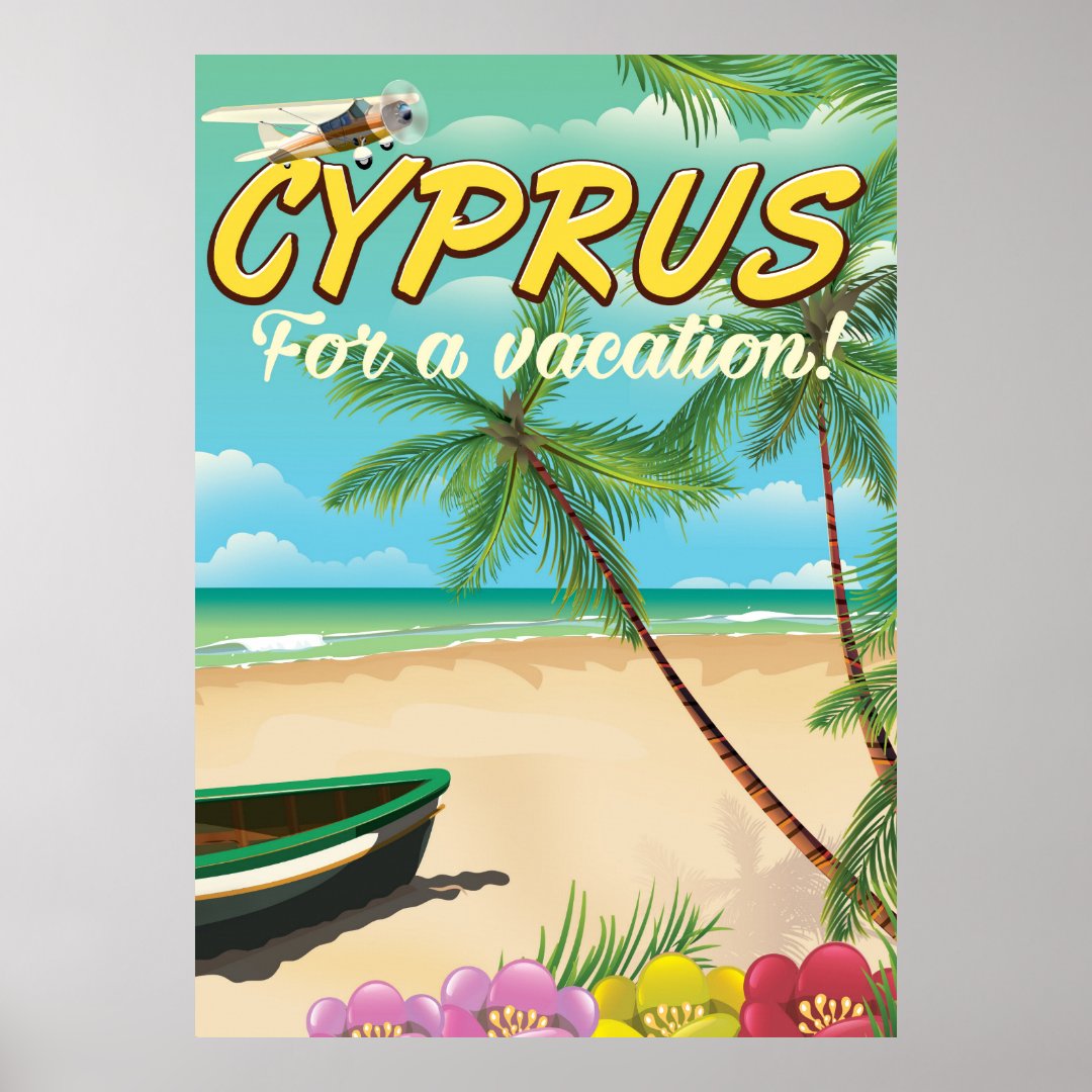 Cyprus vintage beach travel poster | Zazzle