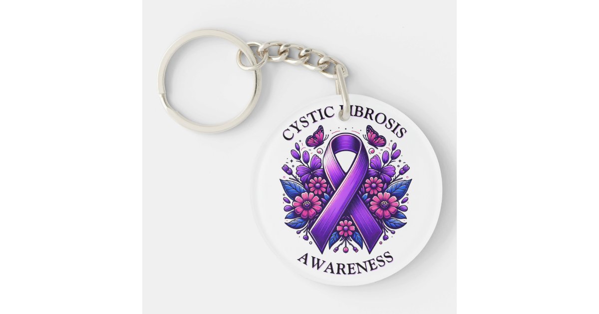 Cystic Fibrosis Awareness Ribbon Keychain | Zazzle