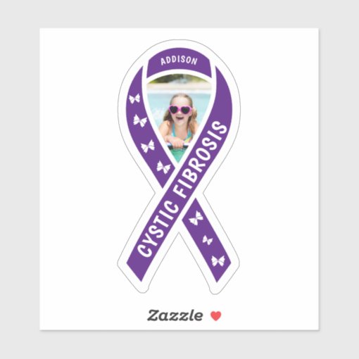 Cystic Fibrosis Awareness Ribbon Name & Photo Sticker | Zazzle