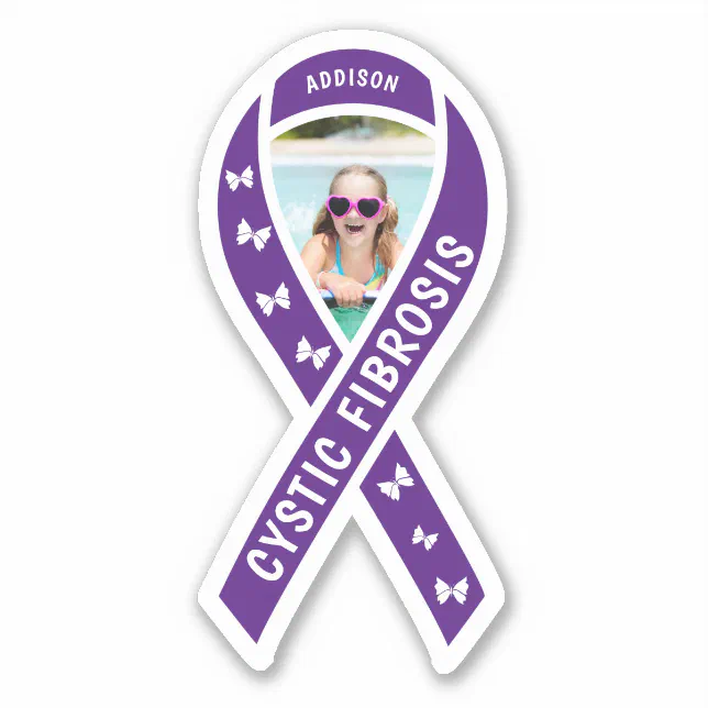 Cystic Fibrosis Awareness Ribbon Name & Photo Sticker | Zazzle
