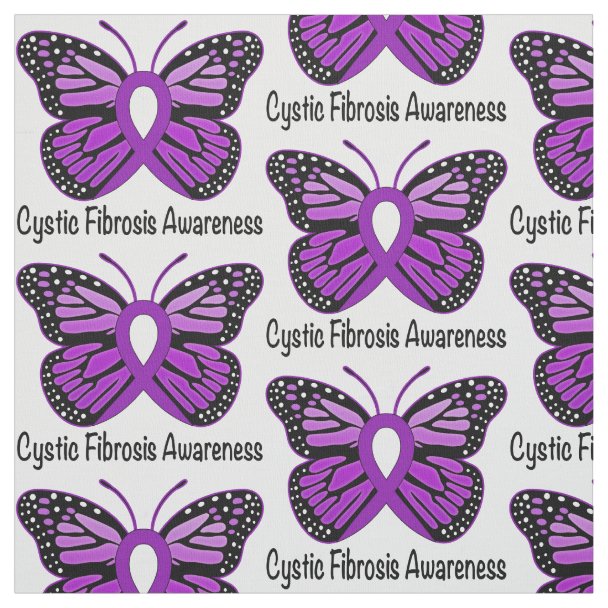 Cystic Fibrosis Butterfly Awareness Ribbon Fabric | Zazzle.com