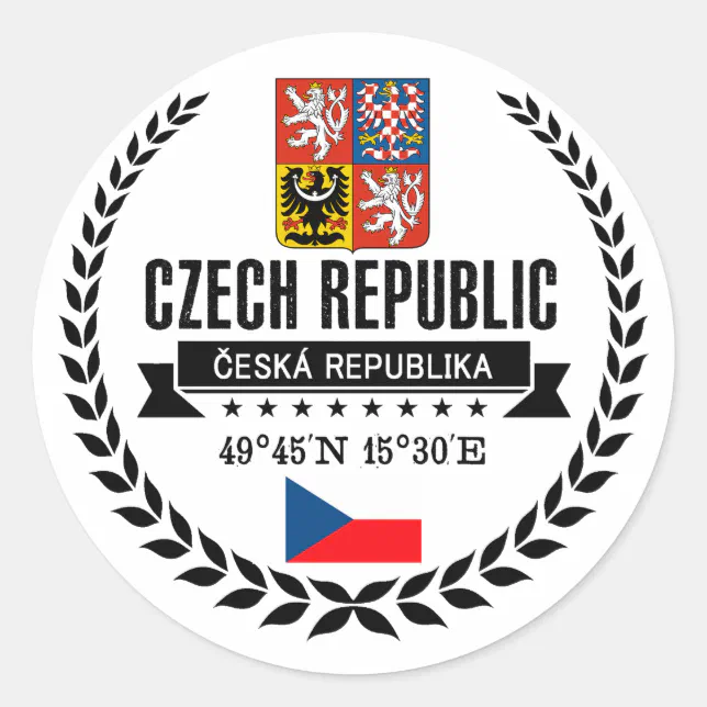 Czech Republic Classic Round Sticker | Zazzle