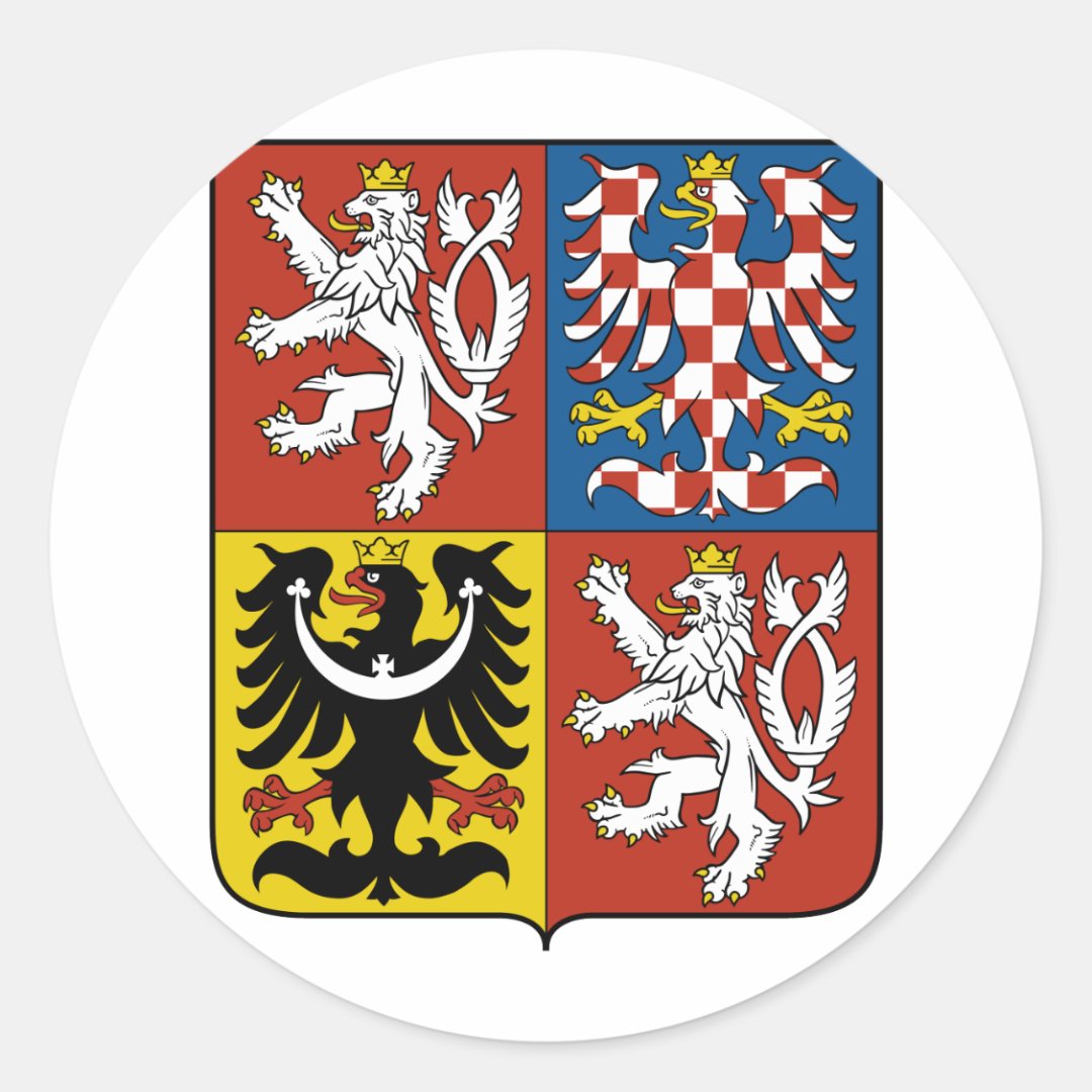 Czech Republic Coat of arms CZ Classic Round Sticker | Zazzle