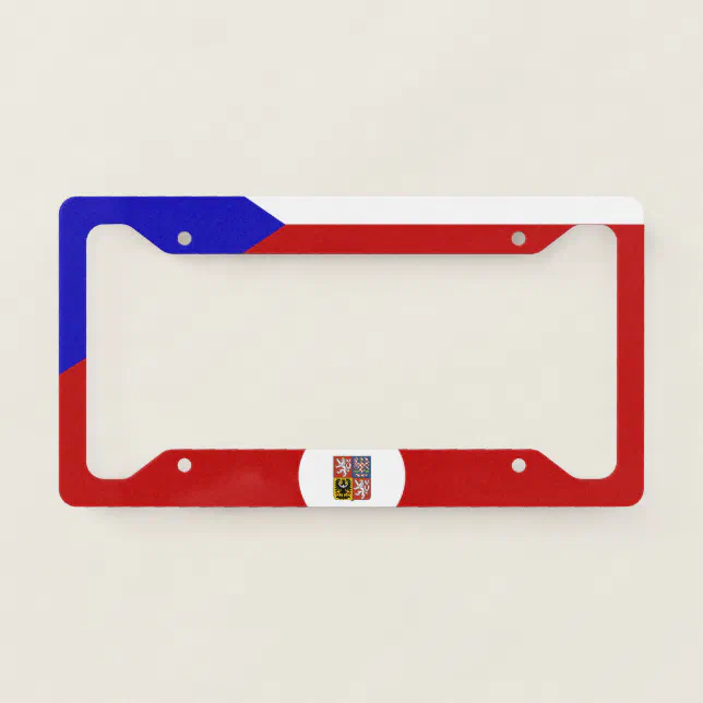 Czech Republic flag-coat of arms License Plate Frame | Zazzle