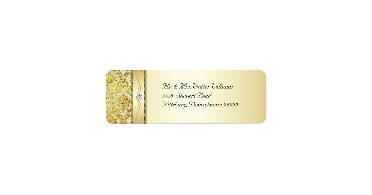 D1 Elegant Gold Damask Diamond Label | Zazzle