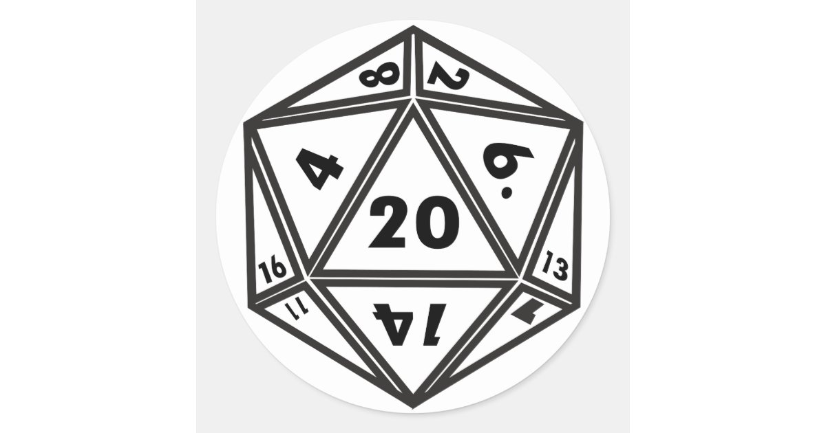 D20 CLASSIC ROUND STICKER | Zazzle
