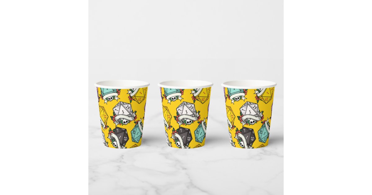 D20 Dice Set Pattern Paper Cups | Zazzle