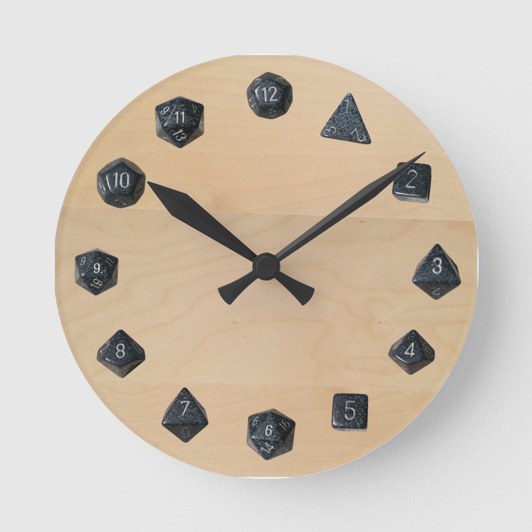 D20 Set Round Clock | Zazzle