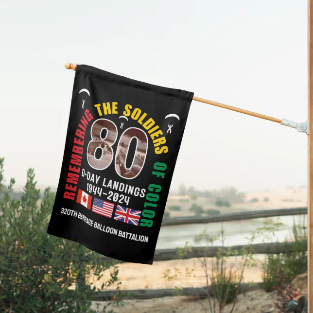 D-DAY LANDINGS 80th Anniversary Soldiers of Color House Flag | Zazzle