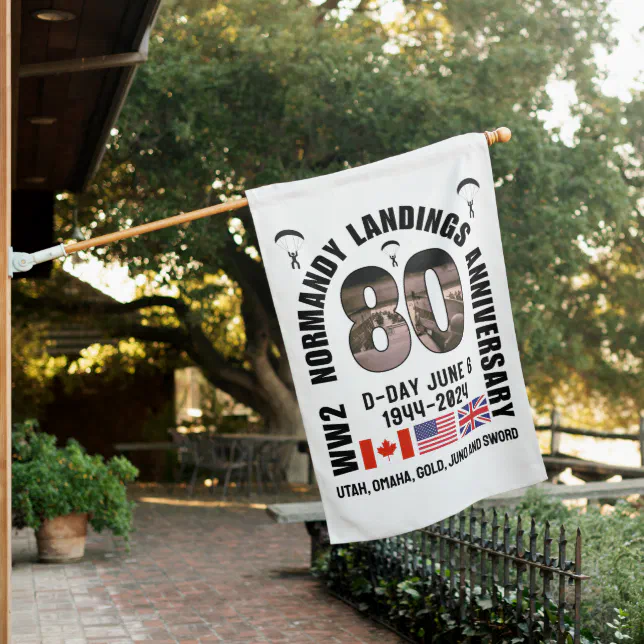 D-DAY NORMANDY LANDINGS WW2 80th Anniversary House Flag | Zazzle