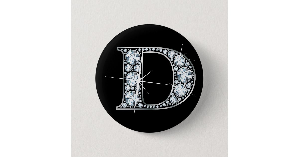 "D" Diamond Bling Button | Zazzle