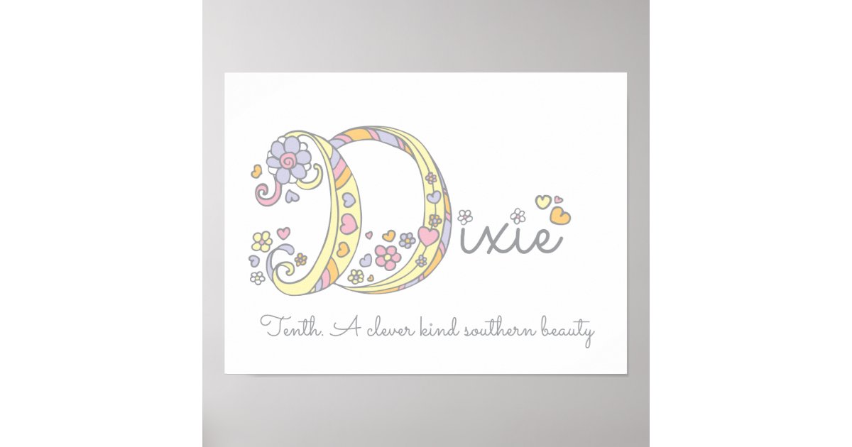 D initial Dixie girls name meaning poster | Zazzle