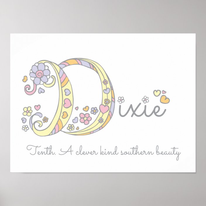 D initial Dixie girls name meaning poster | Zazzle.com