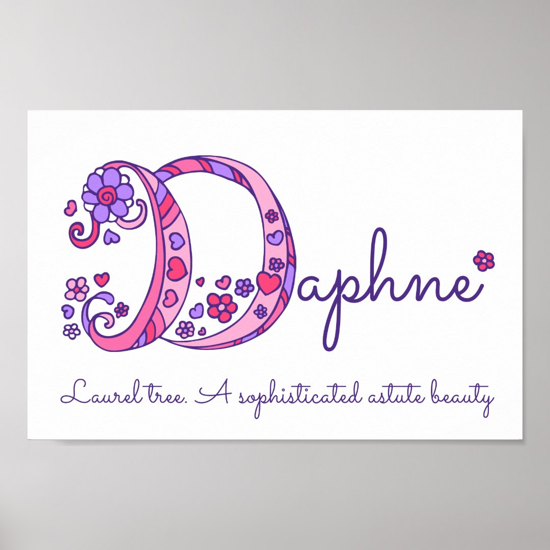 D monogram art Daphne girls name meaning poster | Zazzle