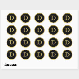 D :: Monogram D Elegant Gold and Black Sticker | Zazzle