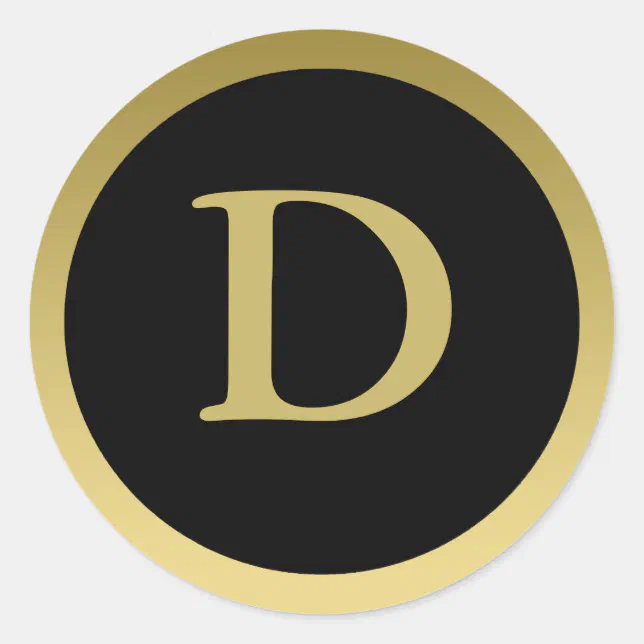 D :: Monogram D Elegant Gold and Black Sticker | Zazzle
