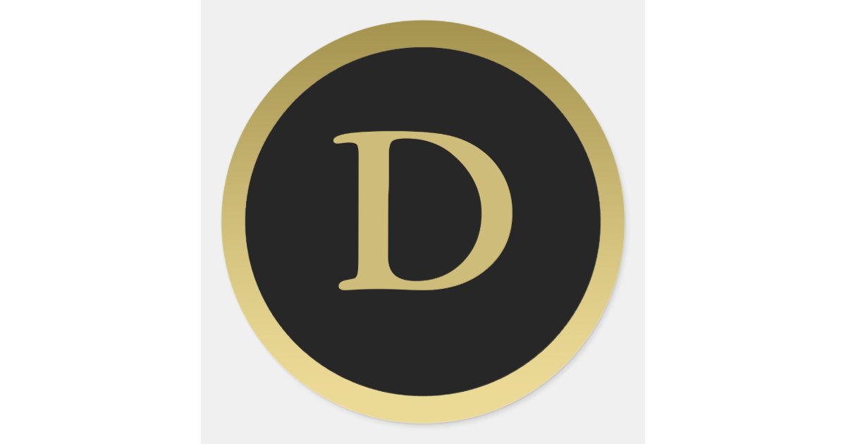 D :: Monogram D Elegant Gold and Black Sticker | Zazzle