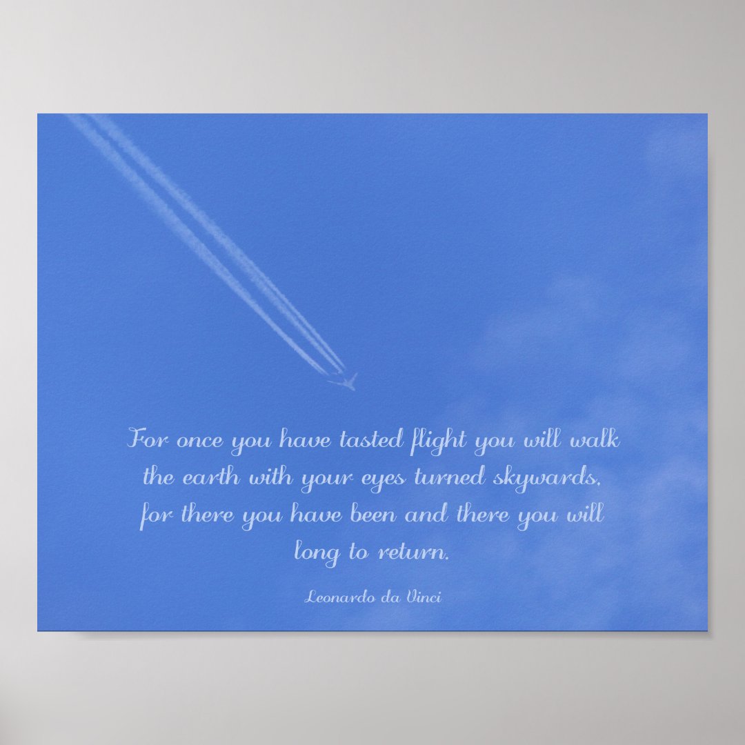 Da Vinci inspirational flight quote Poster | Zazzle