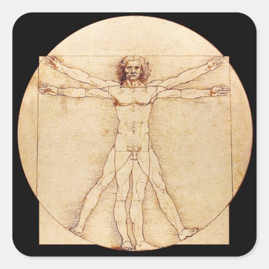Da Vinci Vitruvian Man Square Sticker | Zazzle.com