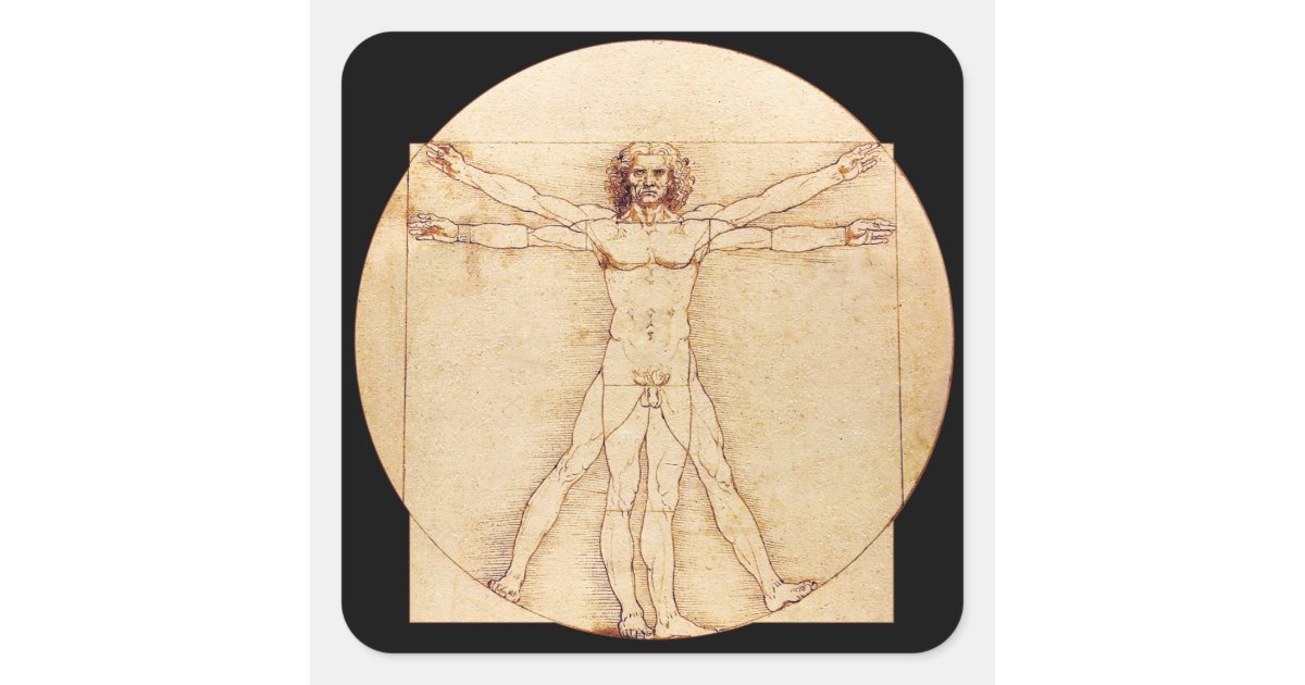 Da Vinci Vitruvian Man Square Sticker | Zazzle