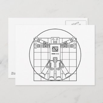 Da Vinci Vitruvian Robot Postcard | Zazzle