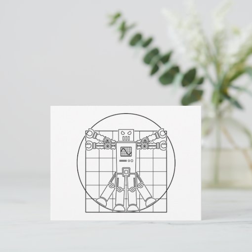 Da Vinci Vitruvian Robot Postcard | Zazzle