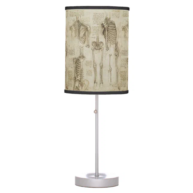 Da Vinci's Human Skeleton Anatomy Sketches Table Lamp | Zazzle