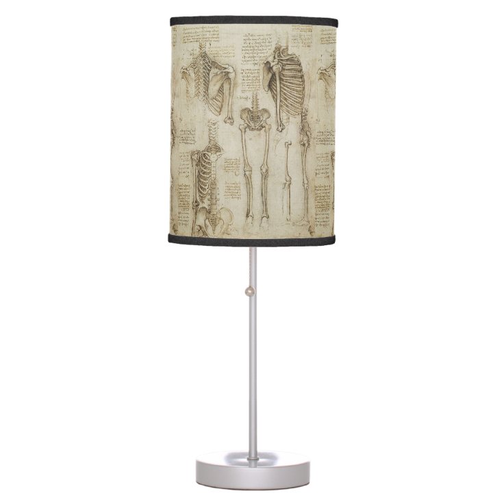 Da Vinci's Human Skeleton Anatomy Sketches Table Lamp | Zazzle