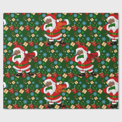 dabbing black santa wrapping paper | Zazzle