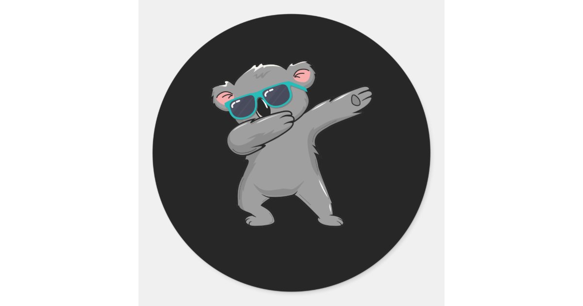 Dabbing Koala Bear with Sunglasses Cool Koala Classic Round Sticker ...