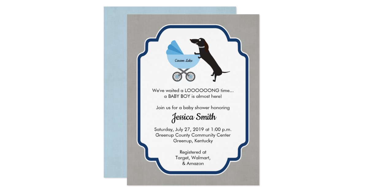 Dachshund Baby Shower Boy Invitation | Zazzle.com