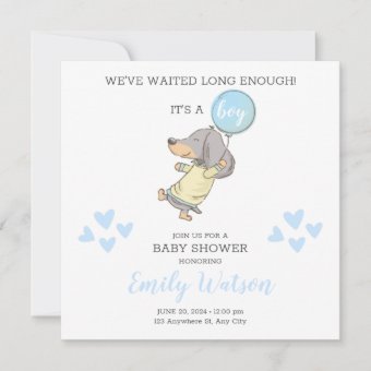 Dachshund Baby Shower Invitation | Zazzle