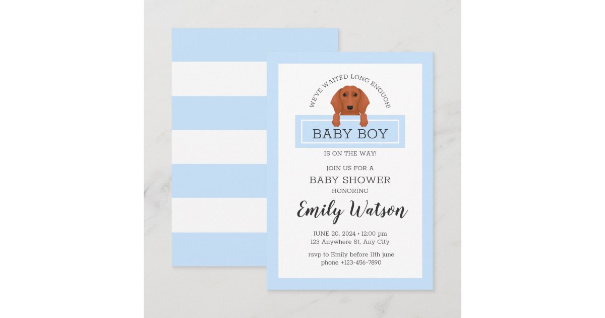 Dachshund Baby Shower Invitation | Zazzle