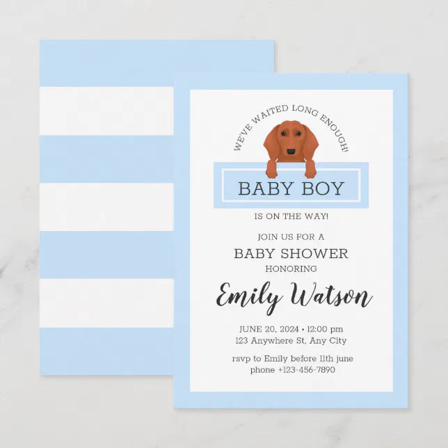 Dachshund Baby Shower Invitation | Zazzle